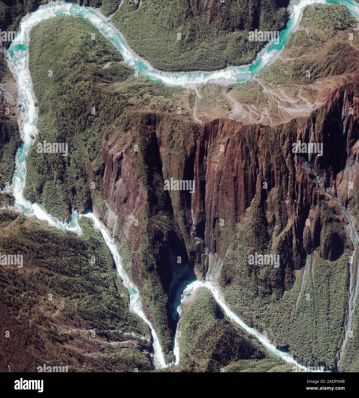 Tsangpo River. Satellite image of part of the Tsangpo River in Tibet ...