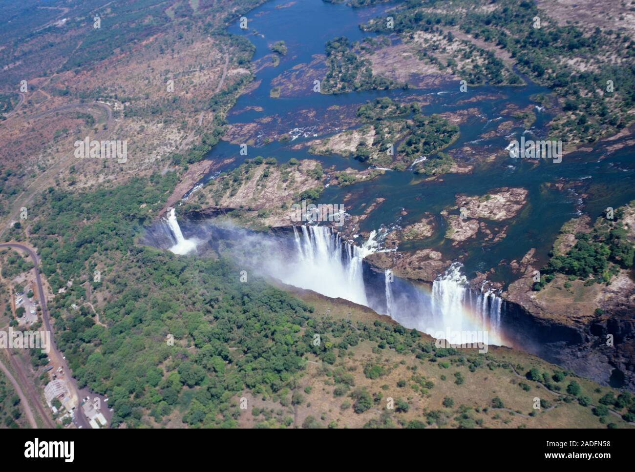 Victoria Falls, Zimbabwe, aerial photograph. This shows the western ...