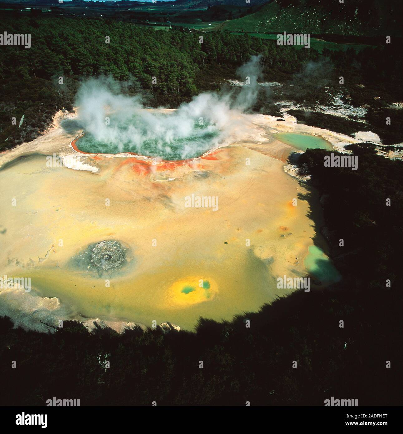 Artist's Palette. Aerial view of Artist's Palette, a geothermal pool ...