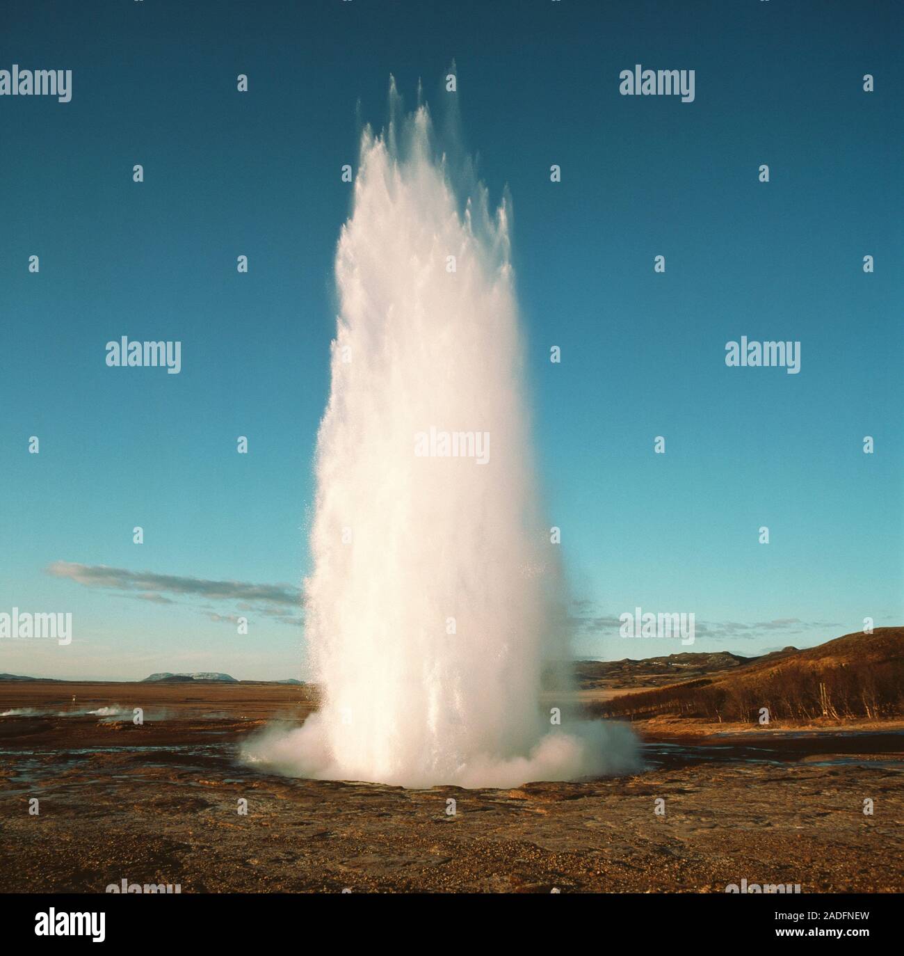 Strokkur Geyser. Eruption of steam and hot water from Strokkur Geyser ...