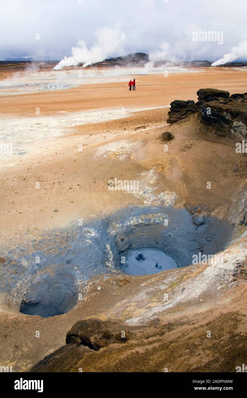 Geothermal mud pools. These mud pools are caused by water being ...