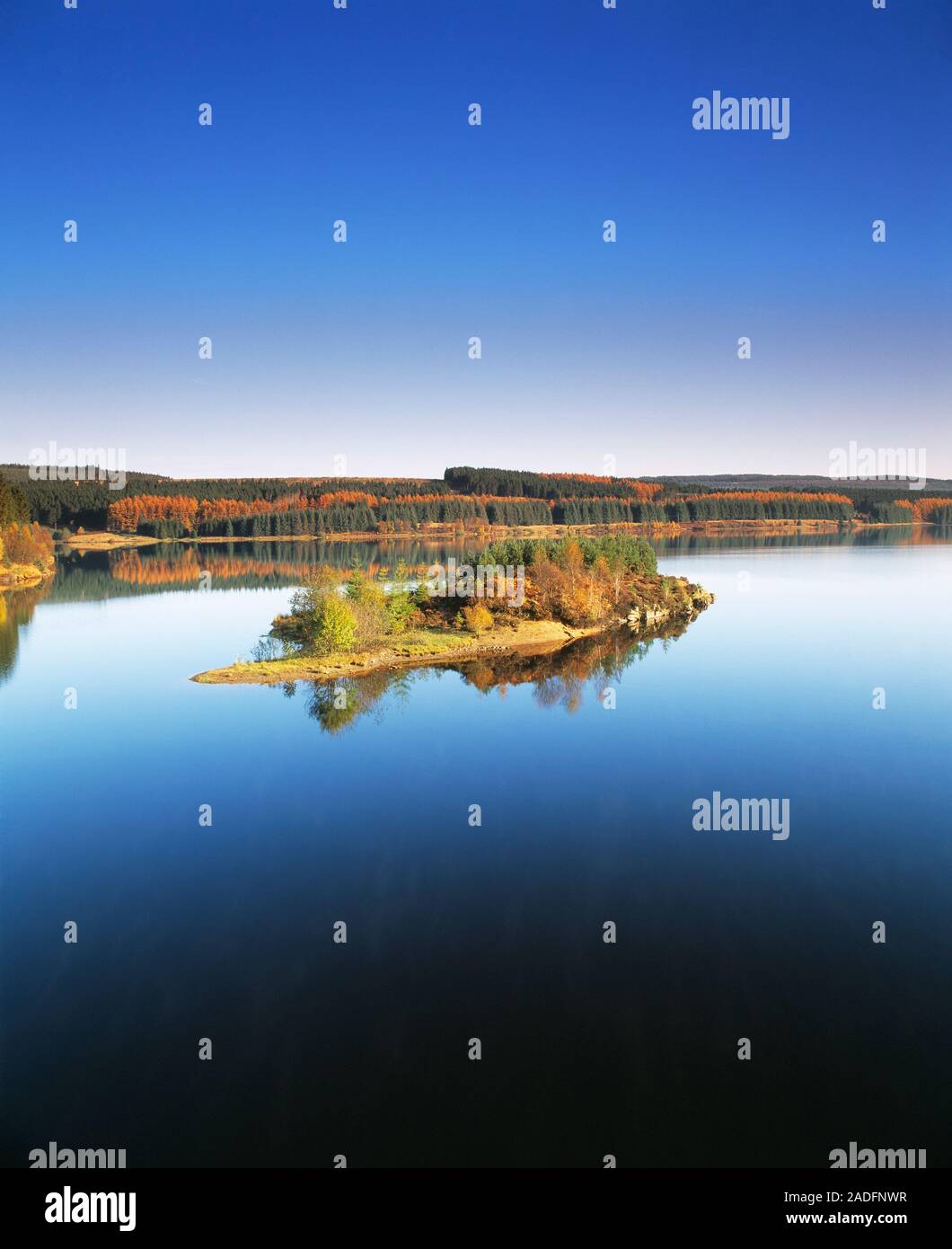 Kielder Water in autumn. This reservoir is the largest artifical lake ...