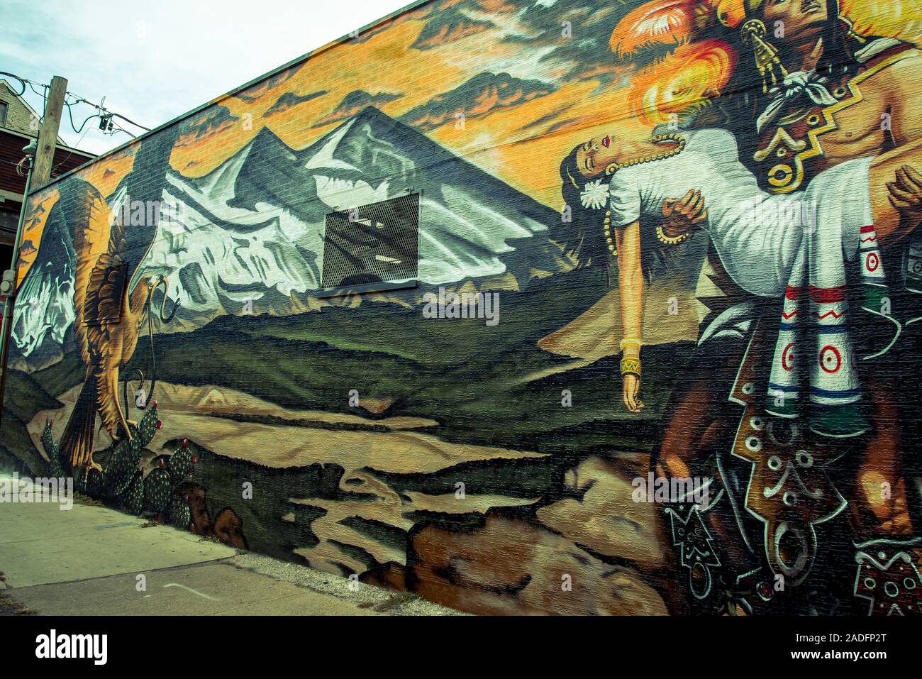 Colourful mural with a Latino theme in Pilsen neighborhood that is ...