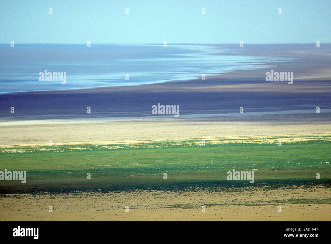 Drying of the Aral Sea. Aerial photograph of the landscape created by ...