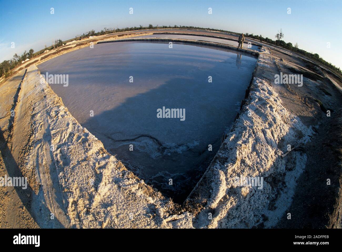 Salt evaporation pond in the town of Tulear in the Ifaty region of ...
