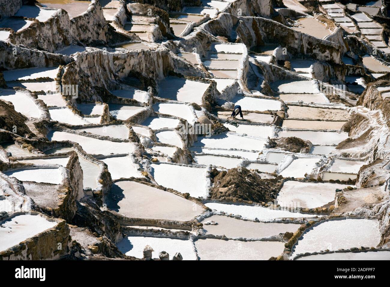 Maras salt pans. These terraced salt pans were built by the Incas and ...