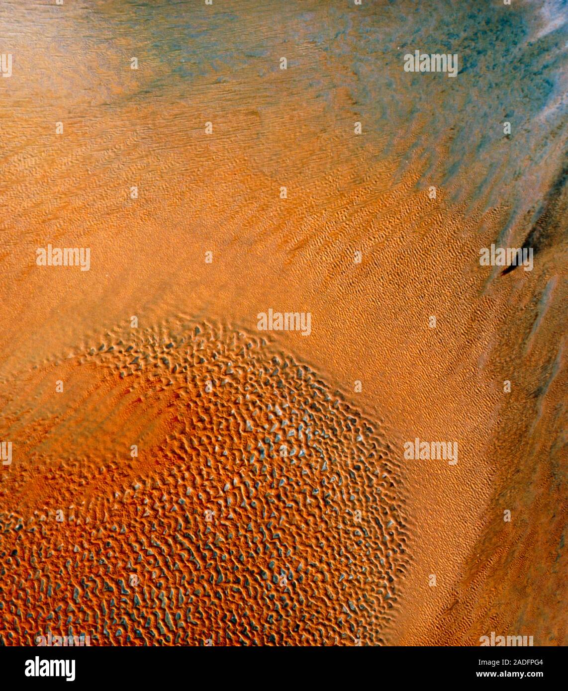 Arabian desert. Infrared satellite image of the Arabian desert. At top ...