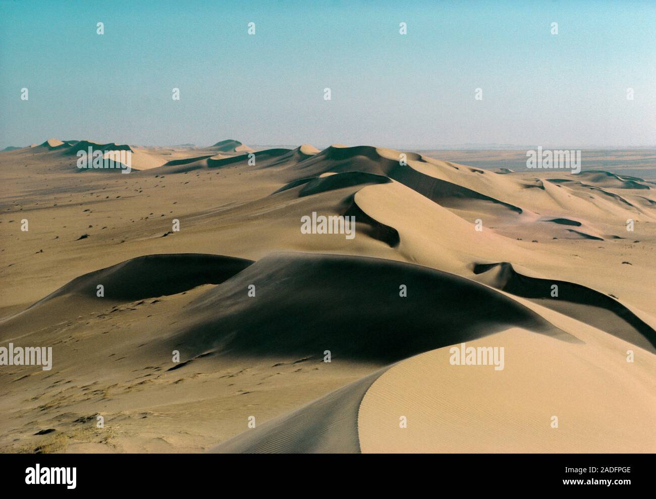 Aerial photograph of sand dunes in the Rub al Khali - the Empty Quarter ...