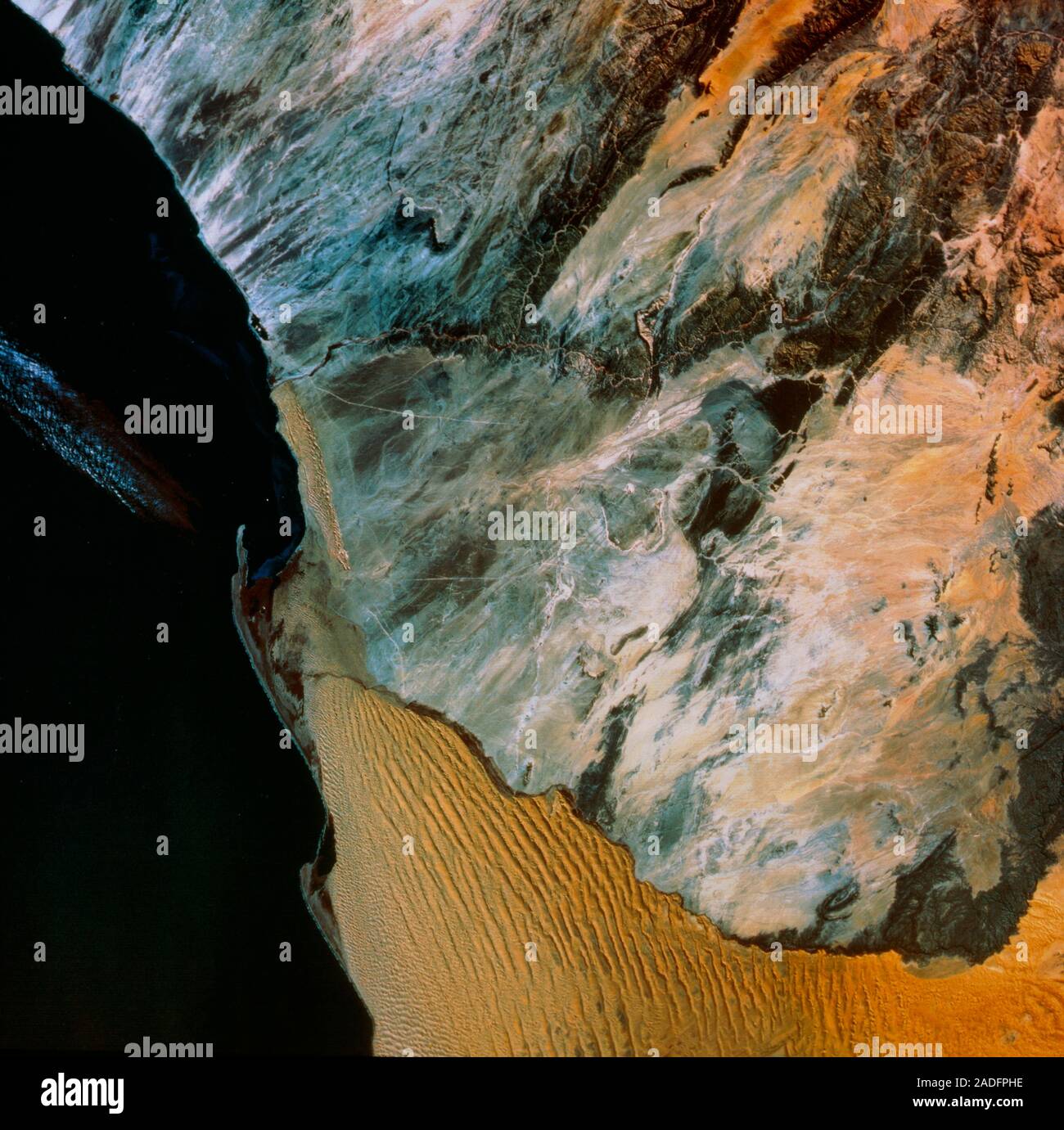 Natural-colour Landsat satellite image of part of Namibia, Africa. This ...