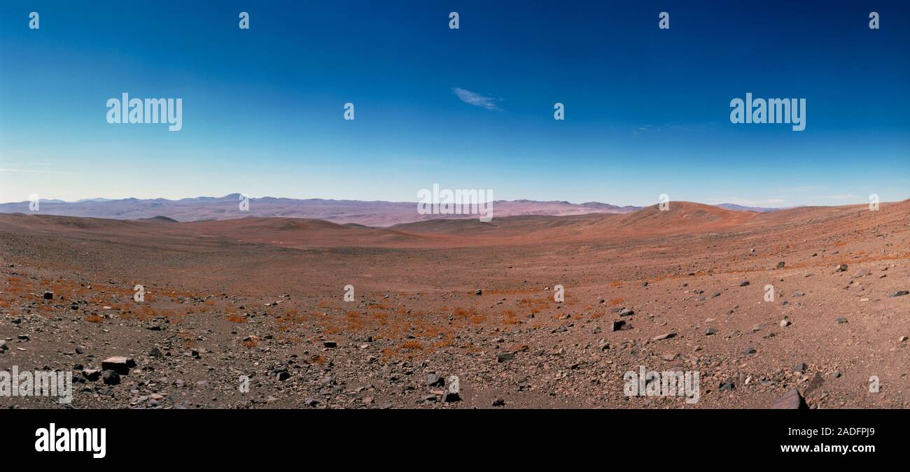 Rocky desert. View of an arid rocky plain of the Atacama desert ...