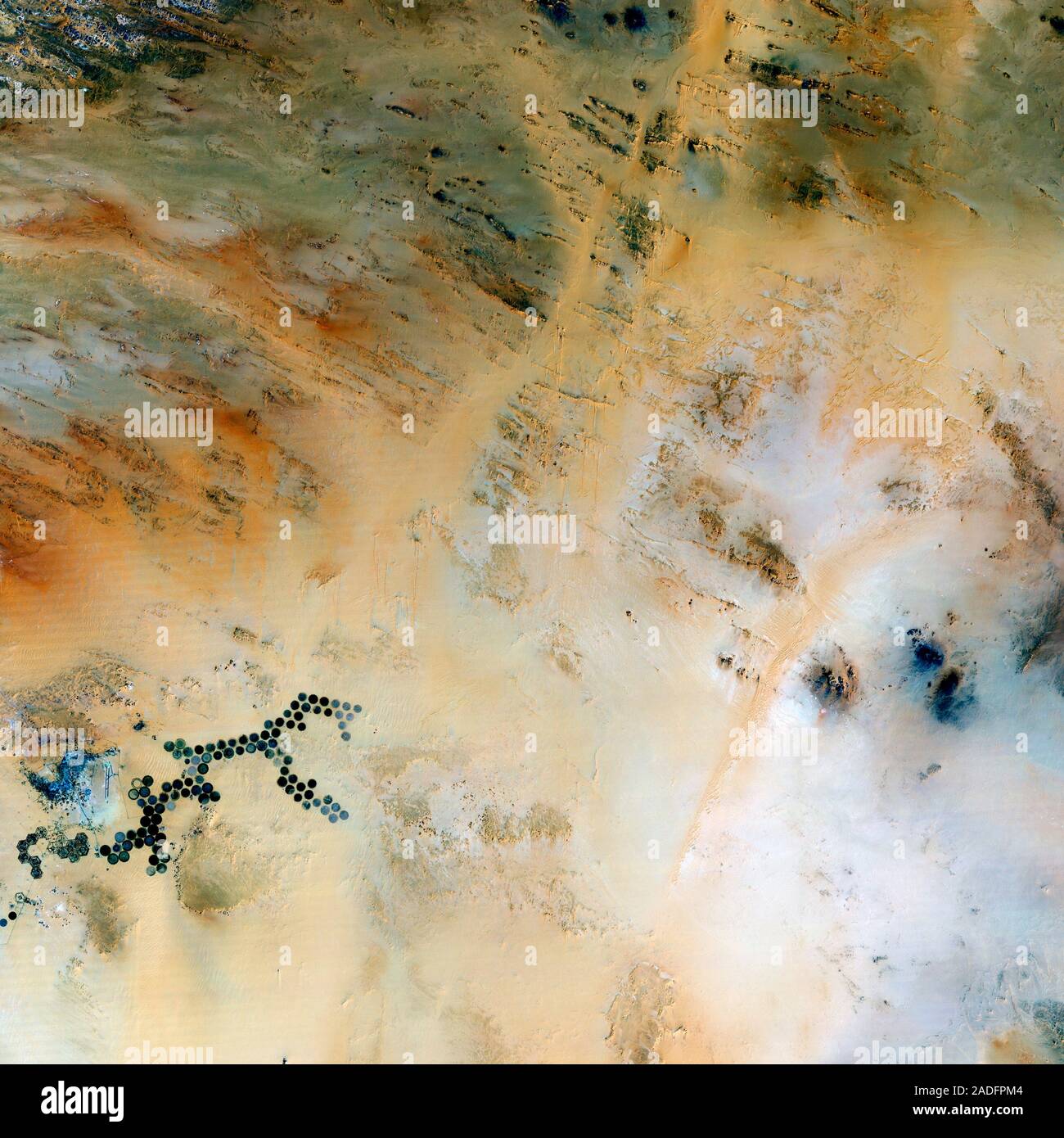 Kufra Oasis, Libya, satellite image. In the midst of the Sahara, this ...