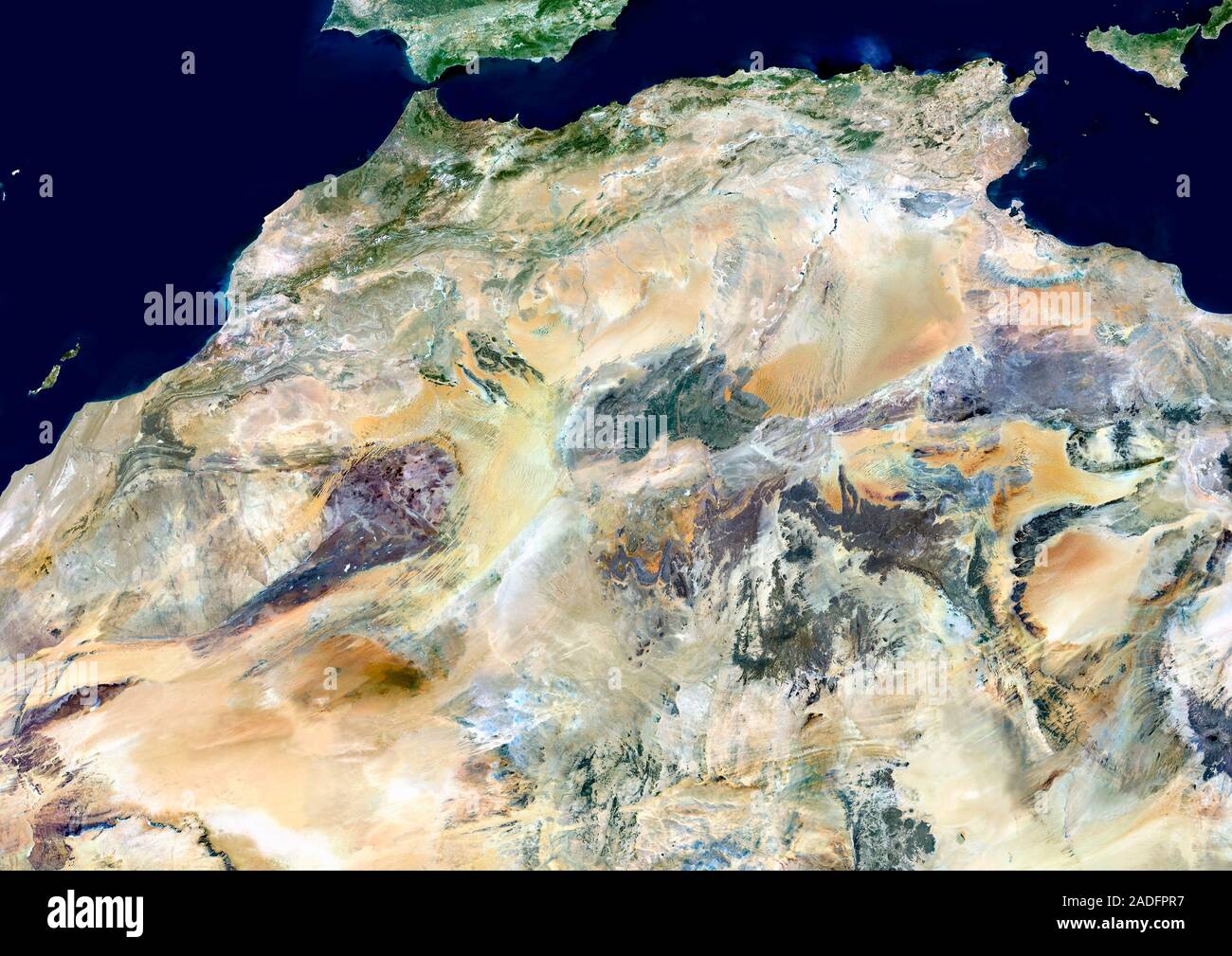 Sahara Desert, satellite image. North is at top. The Sahara Desert ...