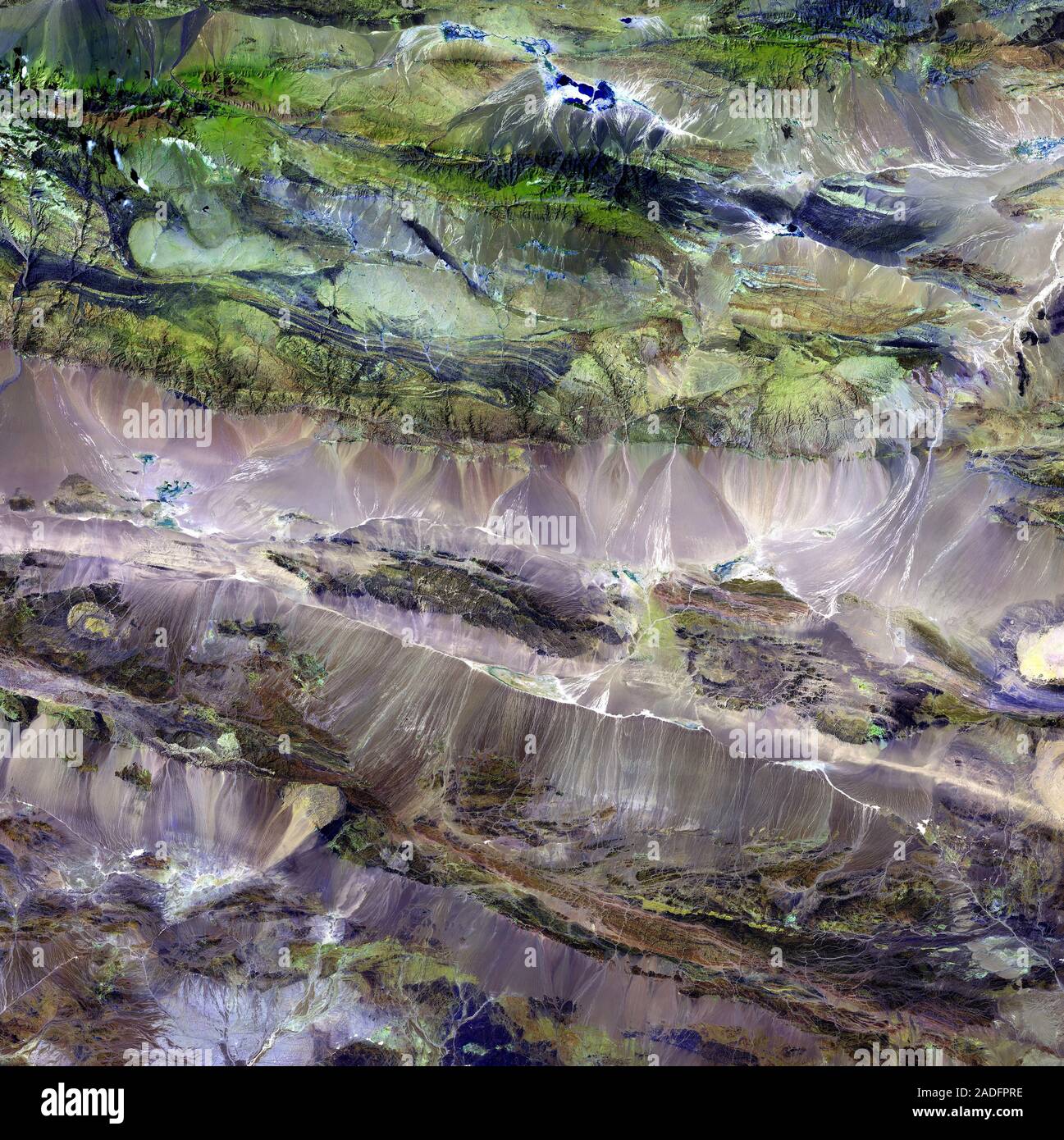 Steppe-desert border, satellite image. North is at top. Arid areas of ...