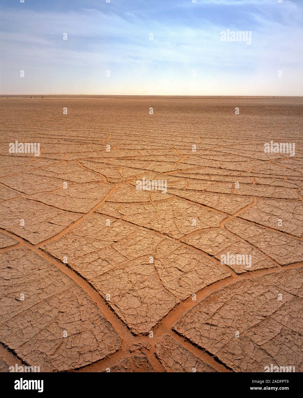 Cracked mud in a desert. Photographed in the Sahara Desert, Tahaggar ...