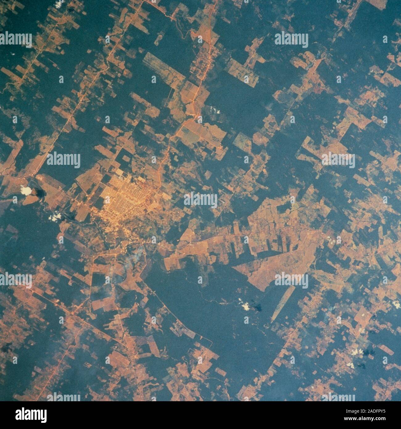 Deforestation in Brazil seen from space. View of part of the ...