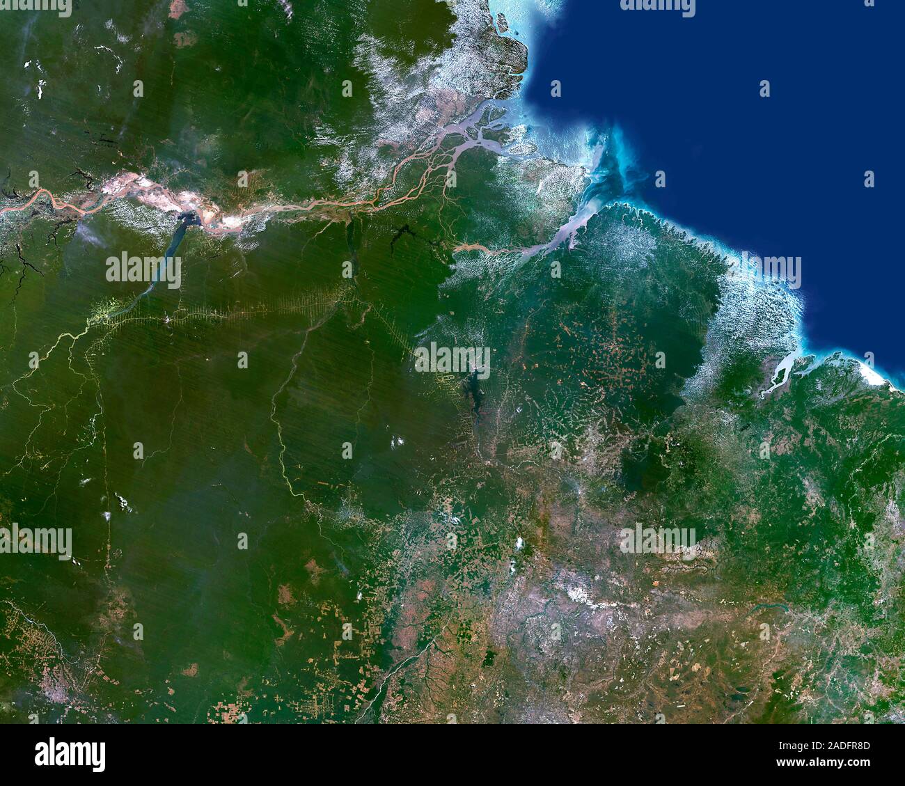 Deforestation in the Amazon. Satellite image of the region around the ...