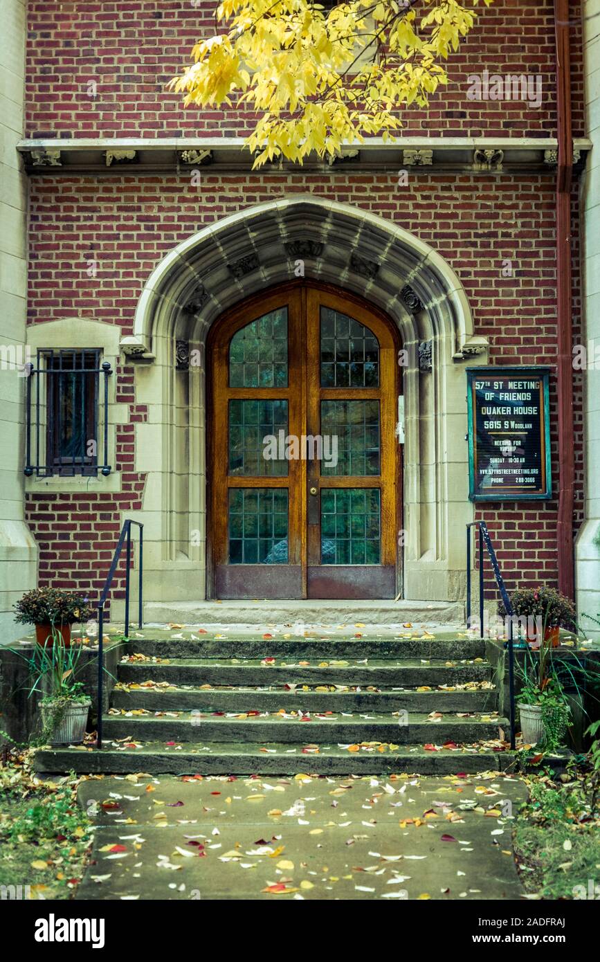 Quaker House in Hyde Park neighborhood, Chicago, Illinois, USA Stock ...