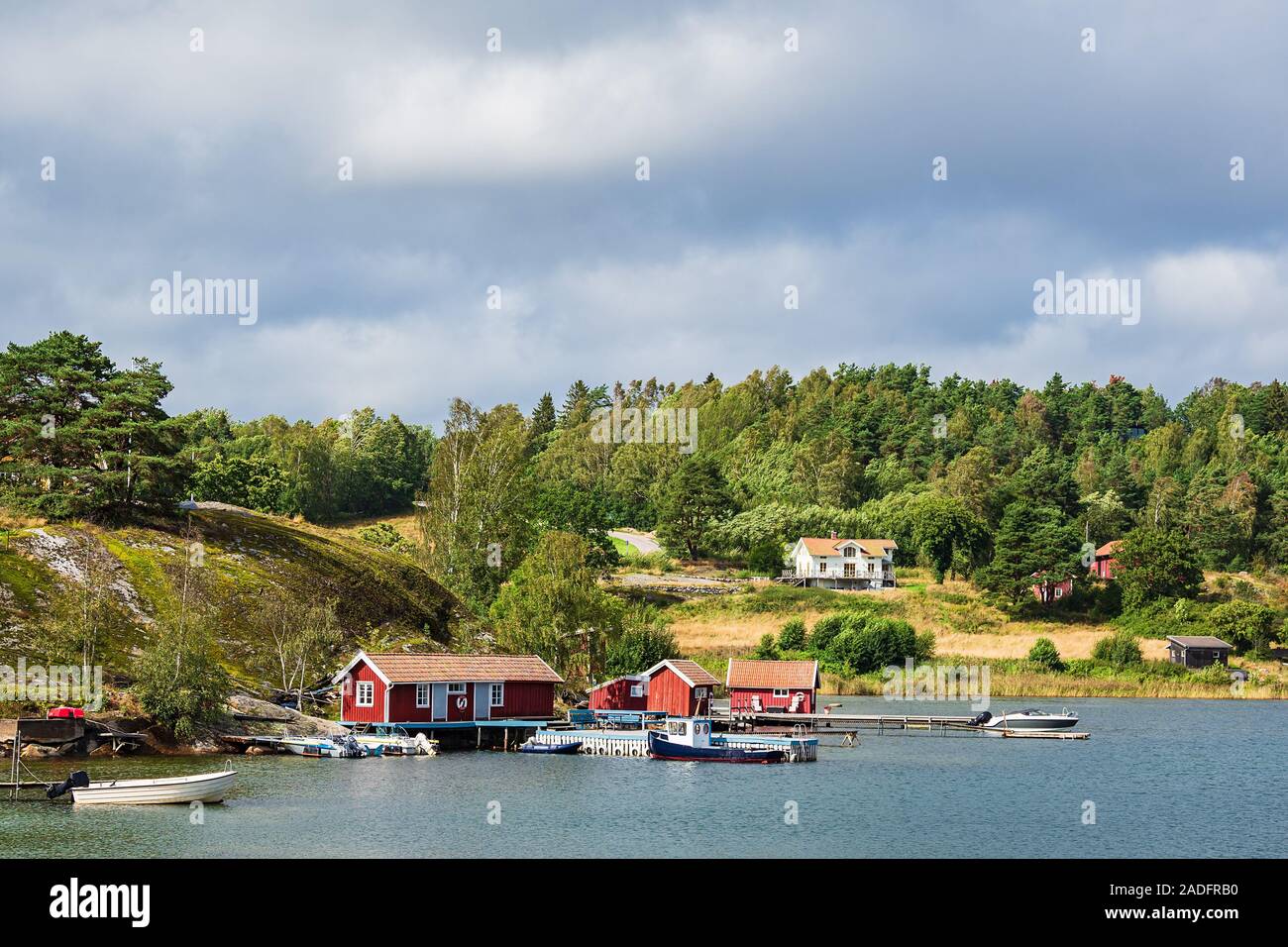 View to the port of Slussen in Sweden Stock Photo - Alamy