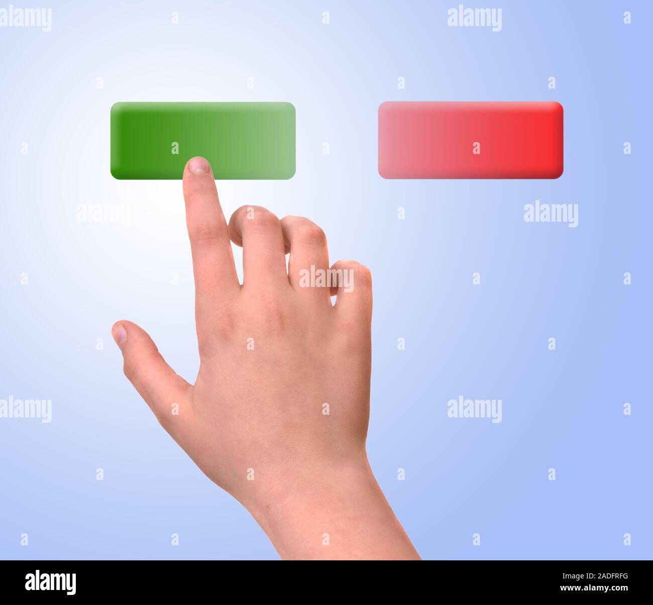 Girl pressing buttons Stock Photo - Alamy