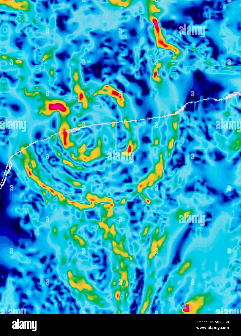 Chicxulub crater. Coloured gravity anomaly map showing the extent of the Chicxulub impact crater ...