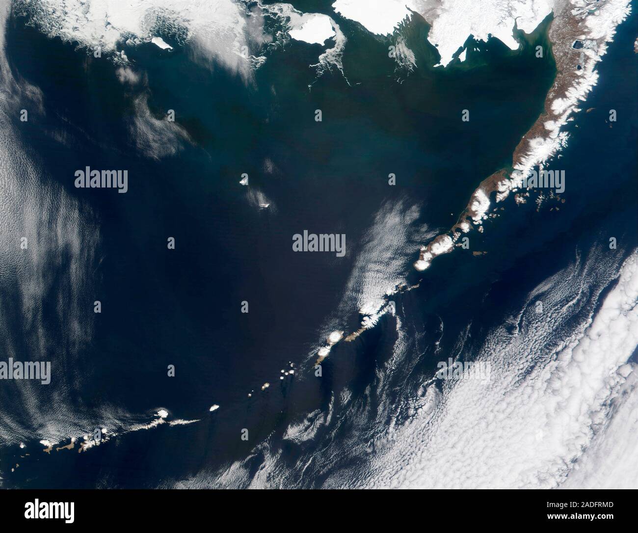 Aleutian Islands. Satellite image of the Aleutian Islands, Alaska, USA ...