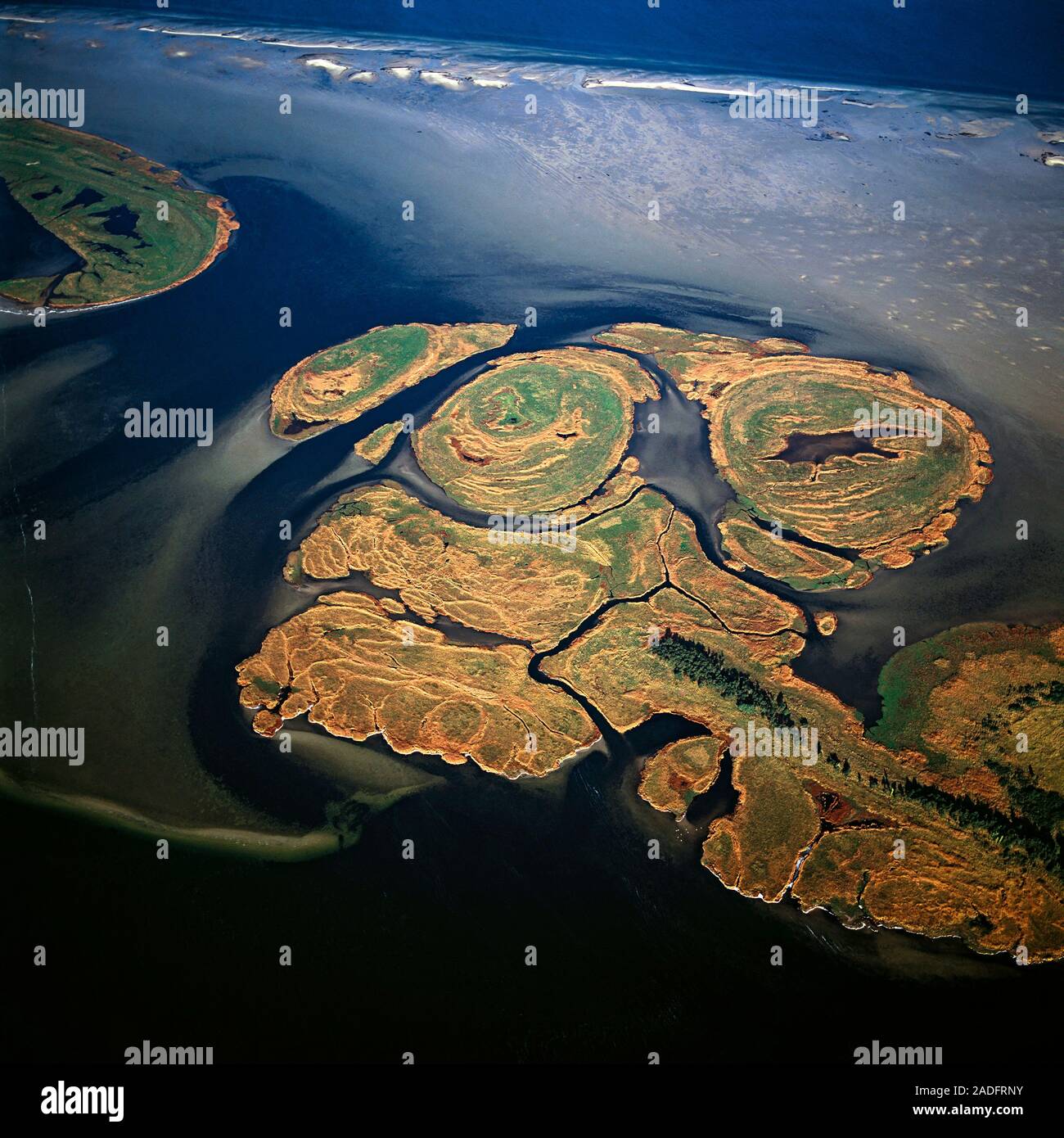 Werder islands, Germany. Aerial photograph of the Werder islands off ...