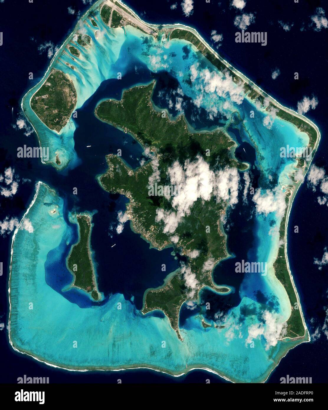 Bora Bora island, satellite image. Bora Bora is part of the Leeward ...