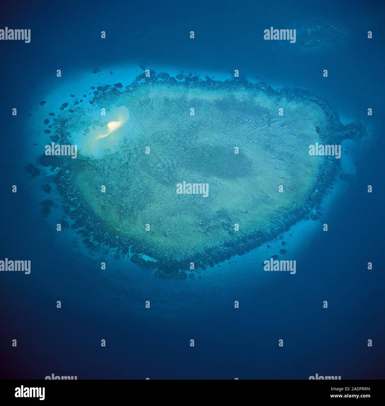 Coral platform. Aerial photograph of a coral platform in the Coral Sea ...