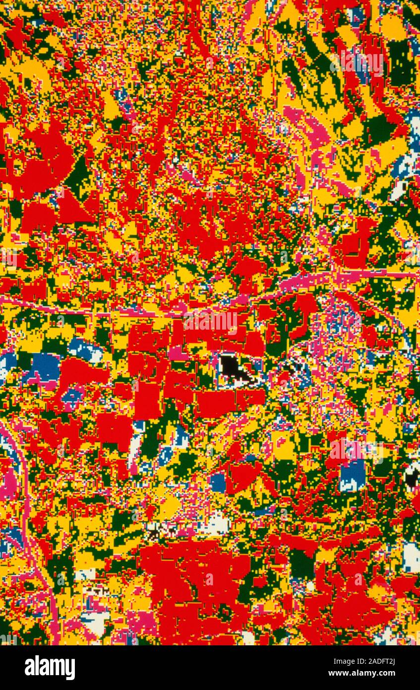 Simulated SPOT satellite image of the area around Godstone, Surrey ...