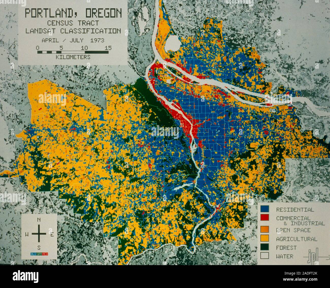 Classification map of Portland, Oregon, showing land-use Stock Photo ...