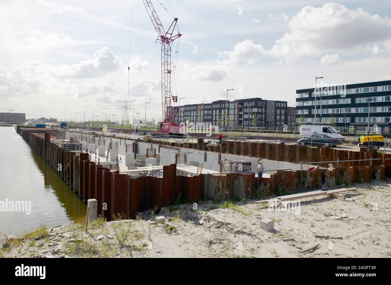 Land reclamation from the sea. Photographed near Amsterdam in North ...