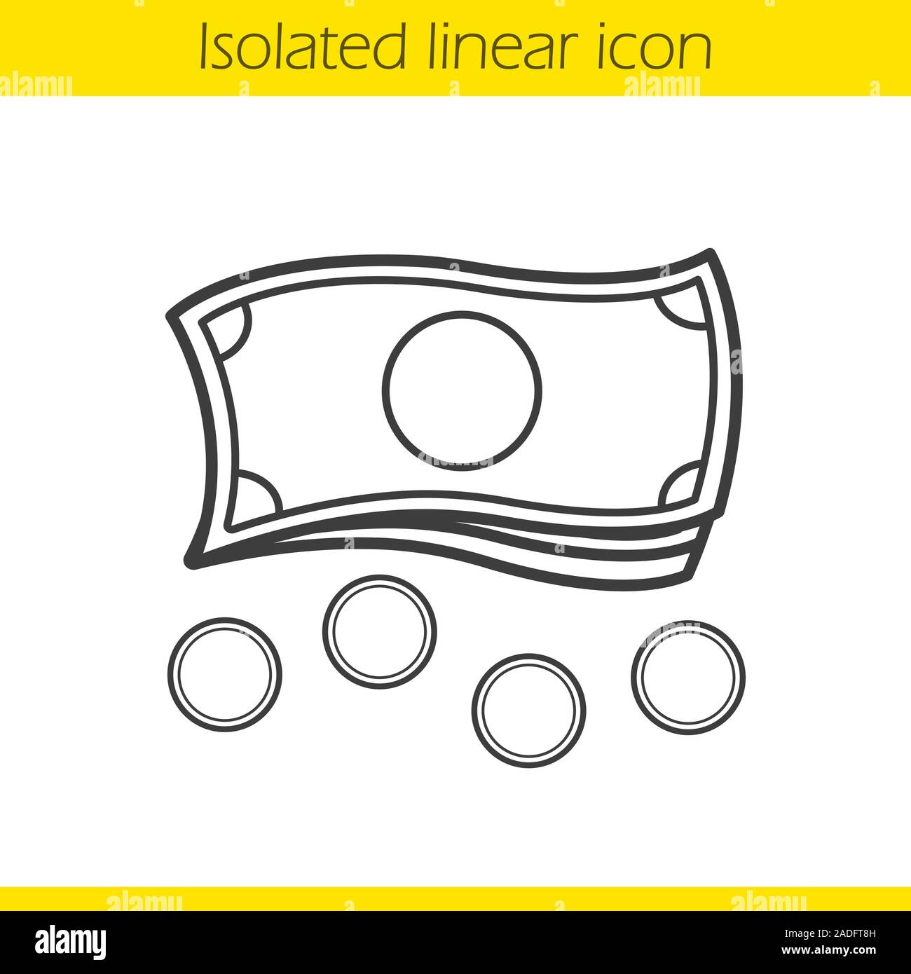 Money linear icon. Cash thin line illustration. Banknotes and coins ...