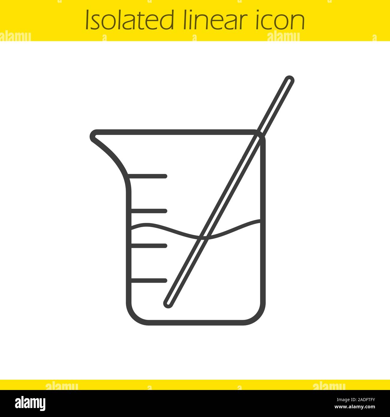 Beaker with rod and liquid linear icon. Thin line illustration ...