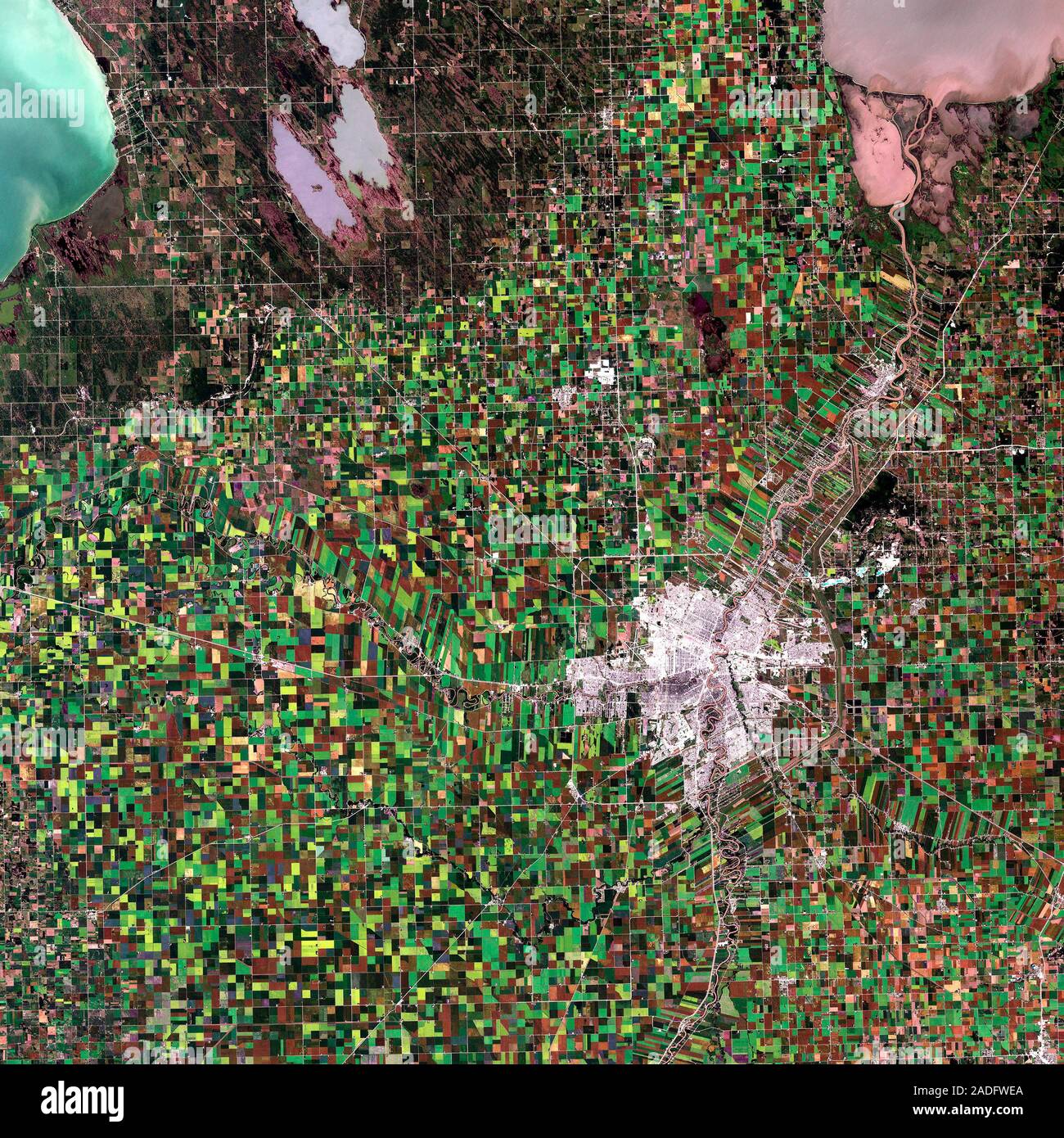 Agriculture in Winnipeg, Canada, satellite image. The mosaic of ...