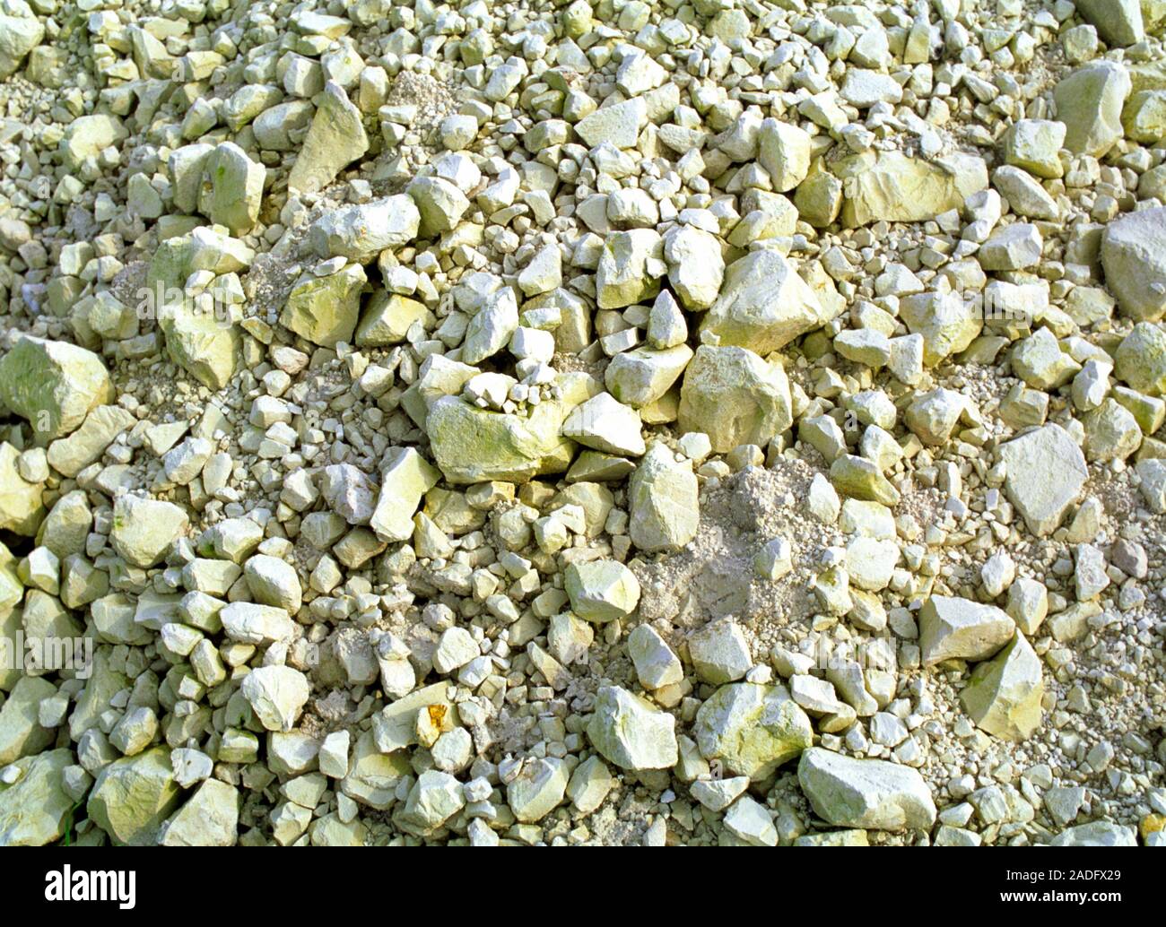 Agricultural chalk. Pile of chalk rocks for spreading on fields. Chalk ...