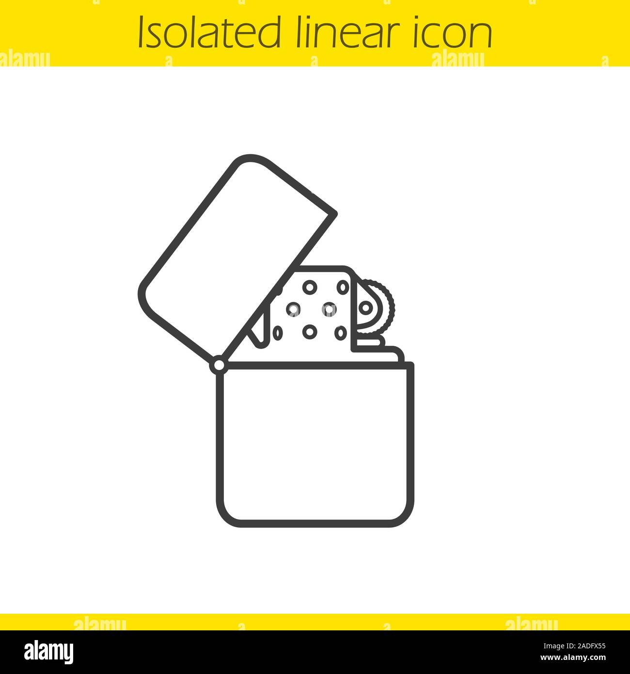 Gasoline lighter linear icon. Thin line illustration. Flip lighter ...