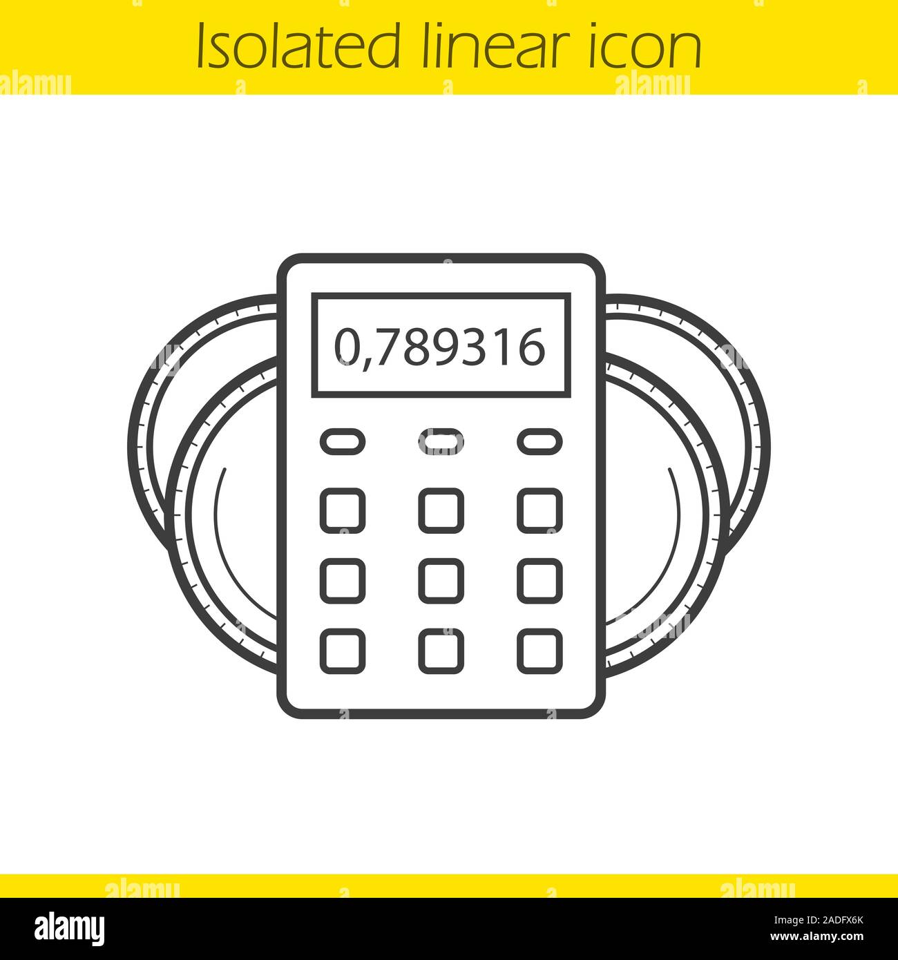 Income calculations linear icon. Thin line illustration. Calculator ...