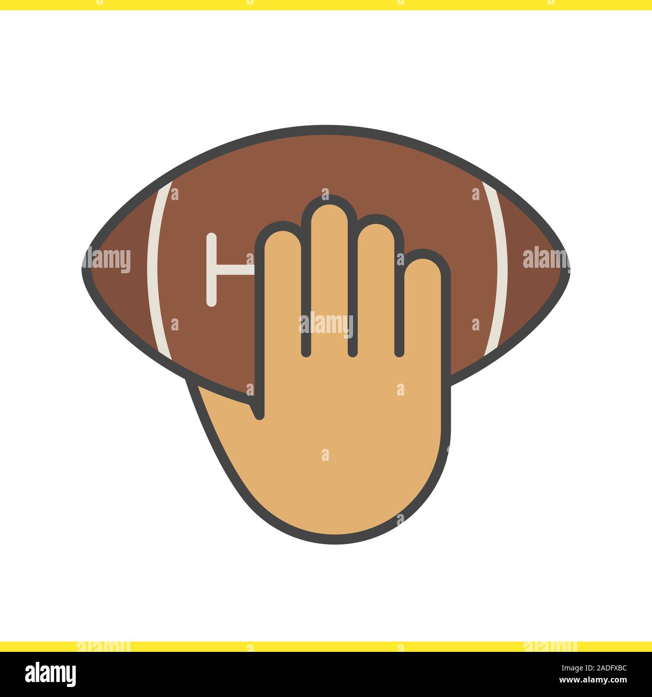 Hand throwing american football ball color icon. Hand holding rugby ...