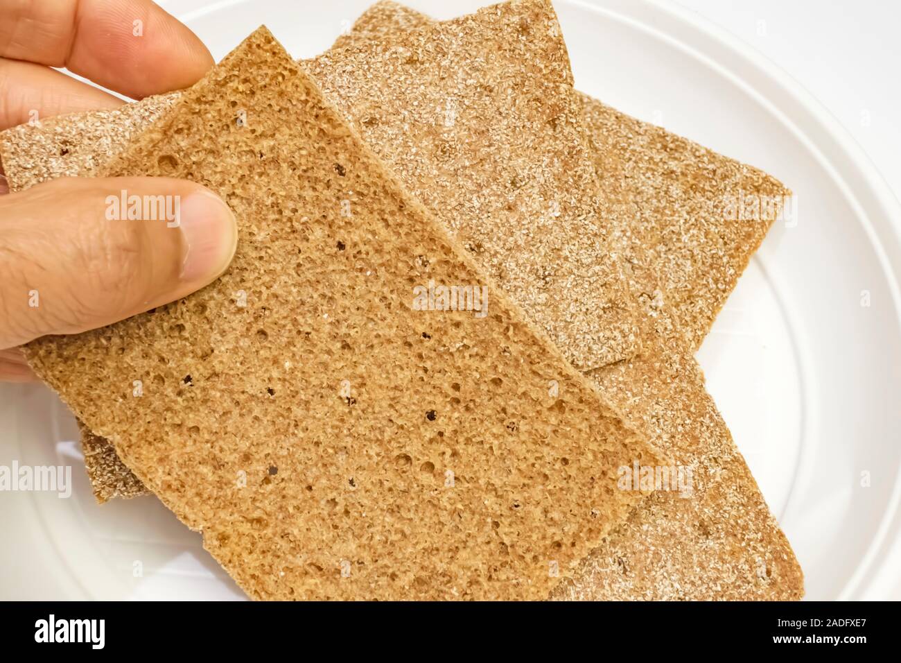 close up ready to eat crackers with rye Stock Photo - Alamy
