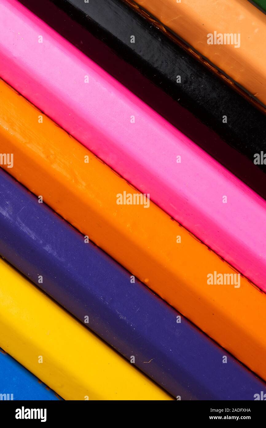 color pencil diagonal background, top view. - image Stock Photo - Alamy