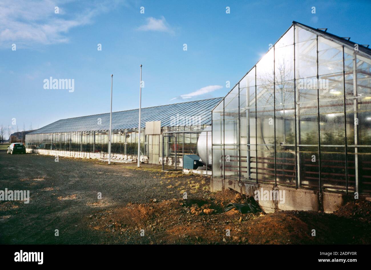 Geothermally heated greenhouse. A hydroponic greenhouse which is heated ...
