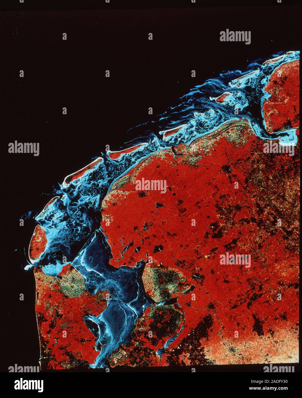 Land reclamation project, seen from space. Satellite image of part of ...