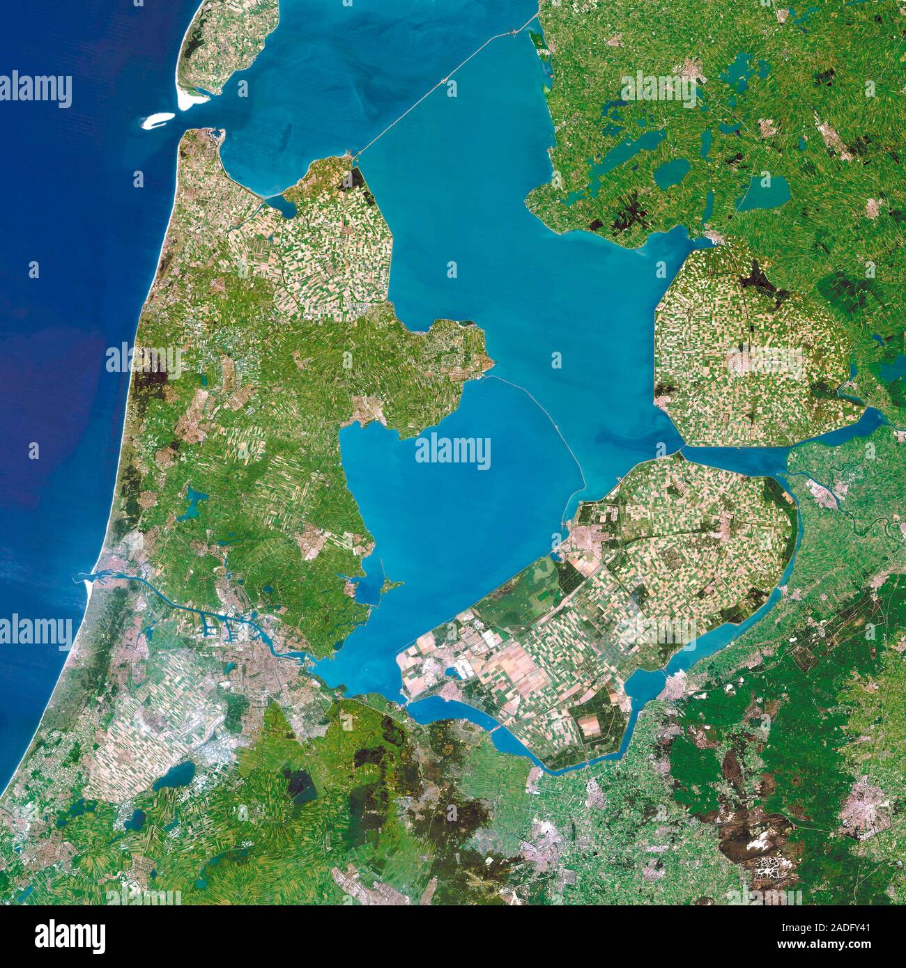 Polders, Netherlands, satellite image. A polder is a drained piece of ...