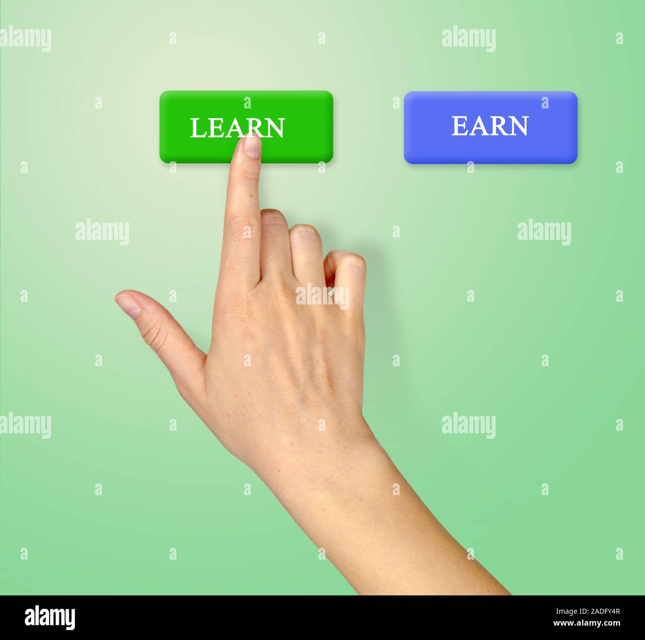 Girl pressing buttons Stock Photo - Alamy