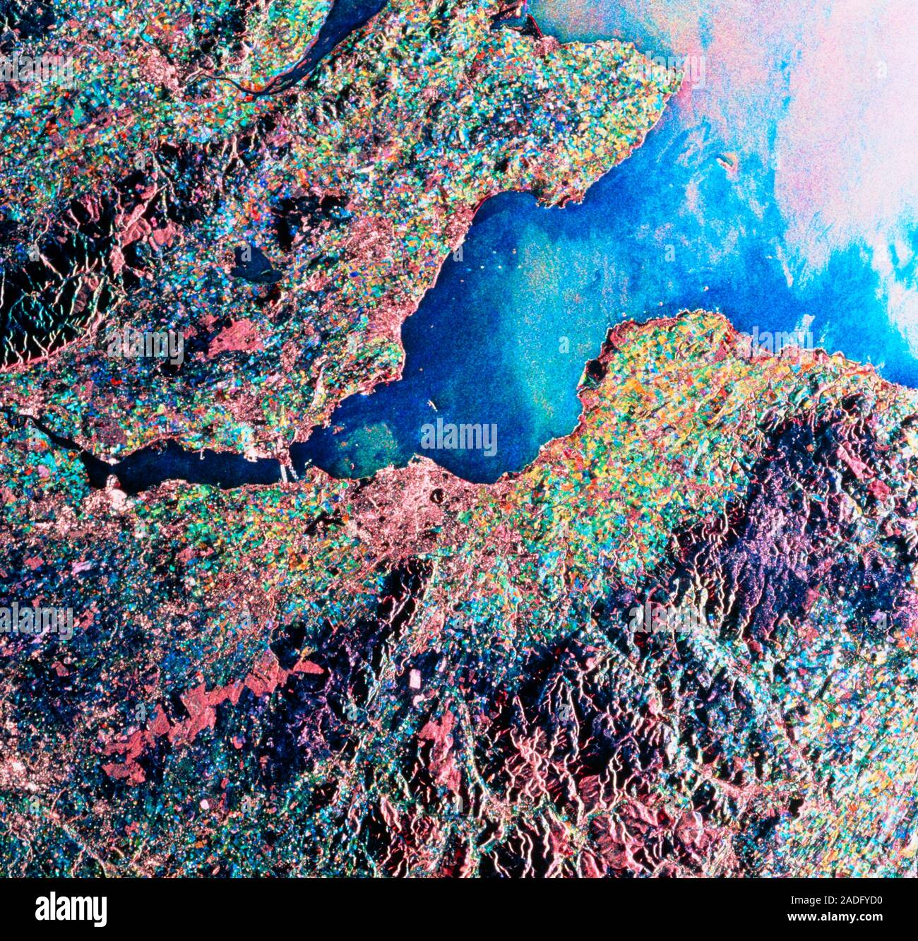 Edinburgh. Coloured radar satellite image of the Scottish capital ...
