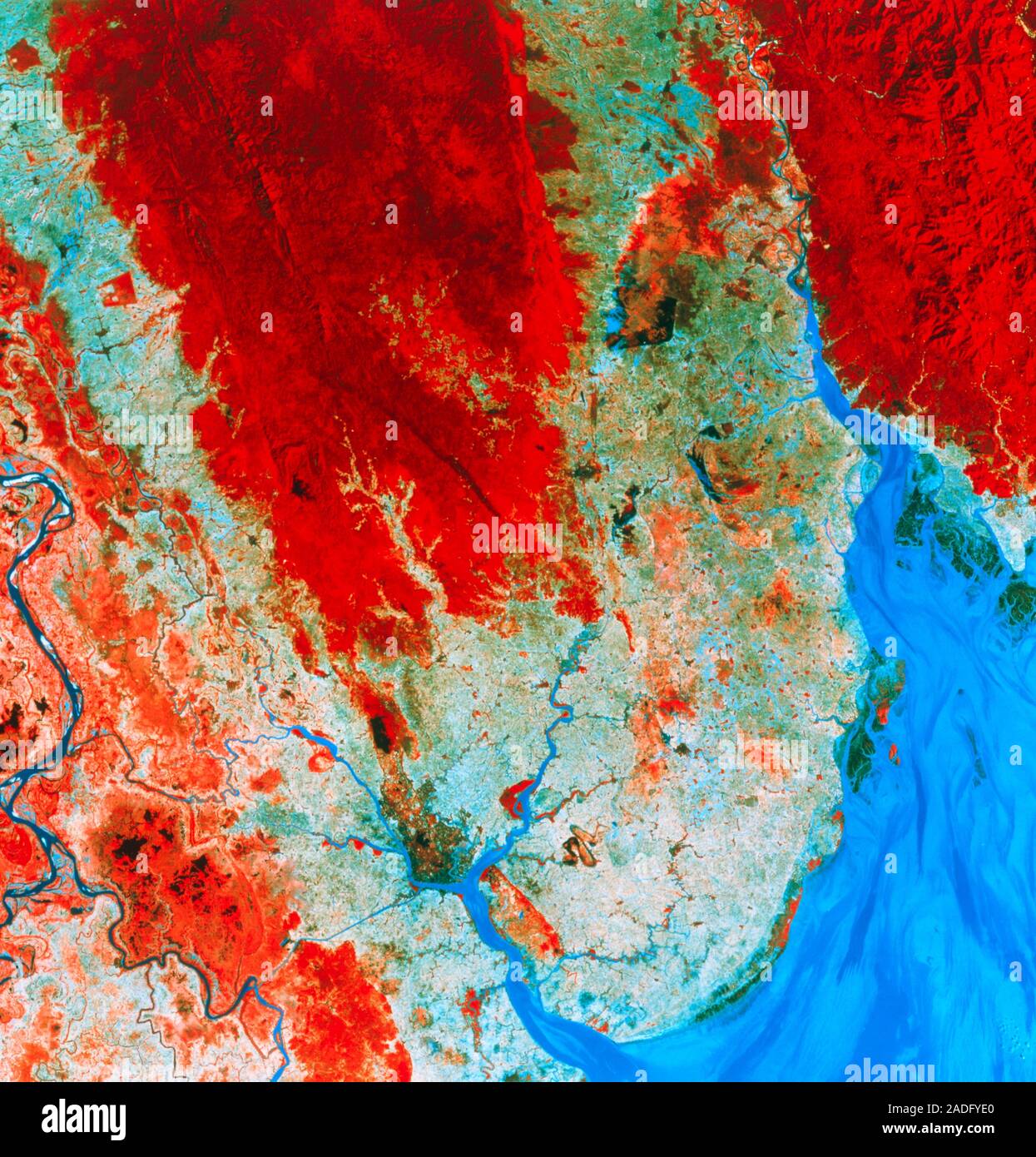 Rangoon. Infrared satellite image of Rangoon (also called Yangon ...