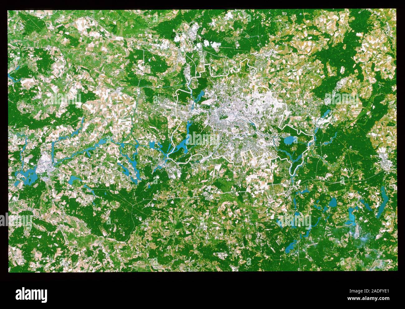 Berlin. True-colour satellite image of Berlin (upper right), capital of ...