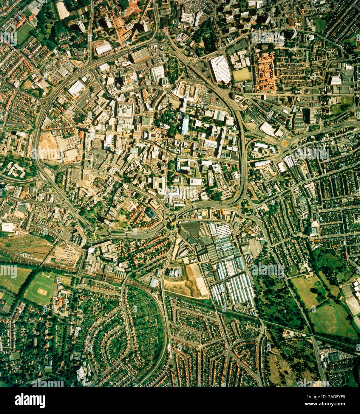 Coventry. Aerial image of Coventry, England. North is at top. The city ...
