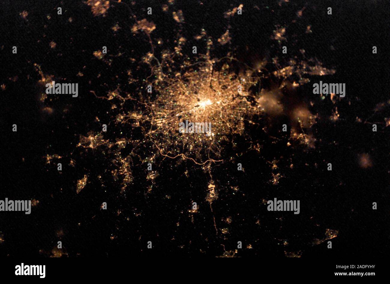 London at night, photographed from the orbiting International Space ...