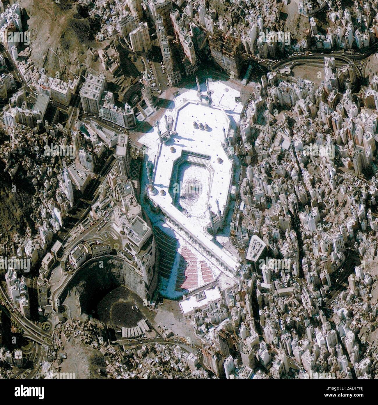 Mecca. Satellite view of Mecca, Saudi Arabia. Mecca is the Islamic ...
